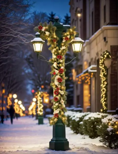 20 Magical Christmas Decoration Ideas for Street Light Poles