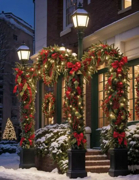 20 Magical Christmas Decoration Ideas for Street Light Poles