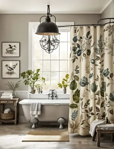 50 Farmhouse Bathroom Double Shower Curtain Ideas