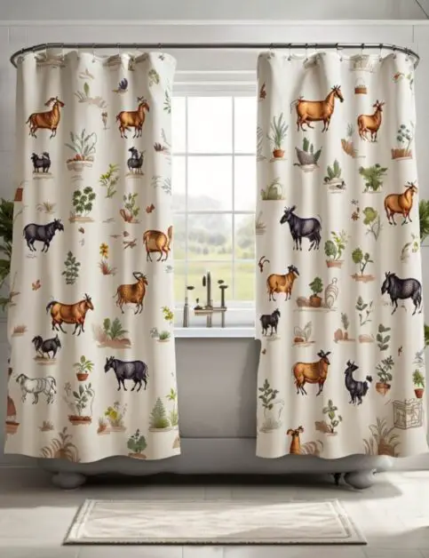50 Farmhouse Bathroom Double Shower Curtain Ideas