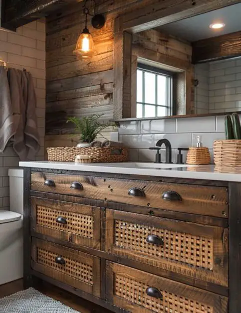 35 Charming Farmhouse Single Sink Bathroom Vanity Ideas