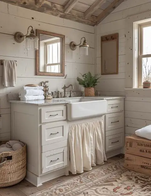 35 Charming Farmhouse Single Sink Bathroom Vanity Ideas