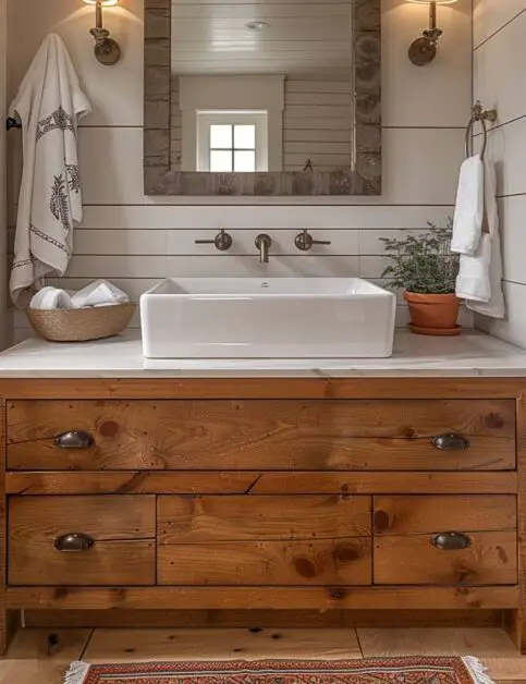 35 Charming Farmhouse Single Sink Bathroom Vanity Ideas
