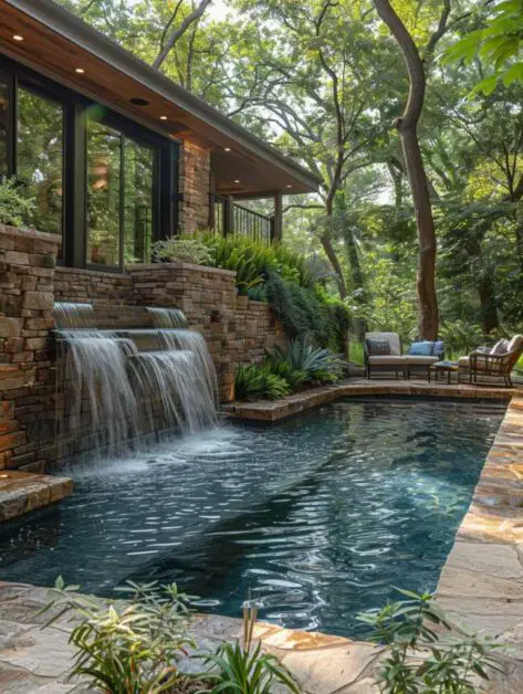 47 Stunning Small Backyard Pool Ideas with Waterfall in 2024