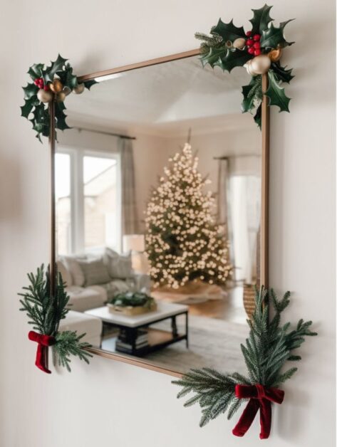 22 Stunning Mirror Decorating Ideas for Christmas Festivities