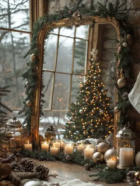 22 Stunning Mirror Decorating Ideas for Christmas Festivities
