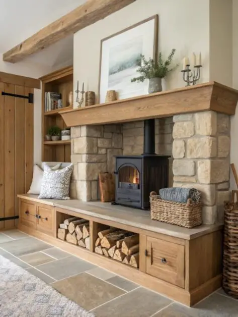 30 Inspiring Fireplace Wooden Hearth Ideas