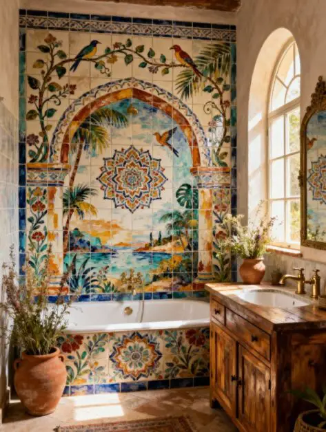 79 Modern Boho Bathroom Tile Ideas